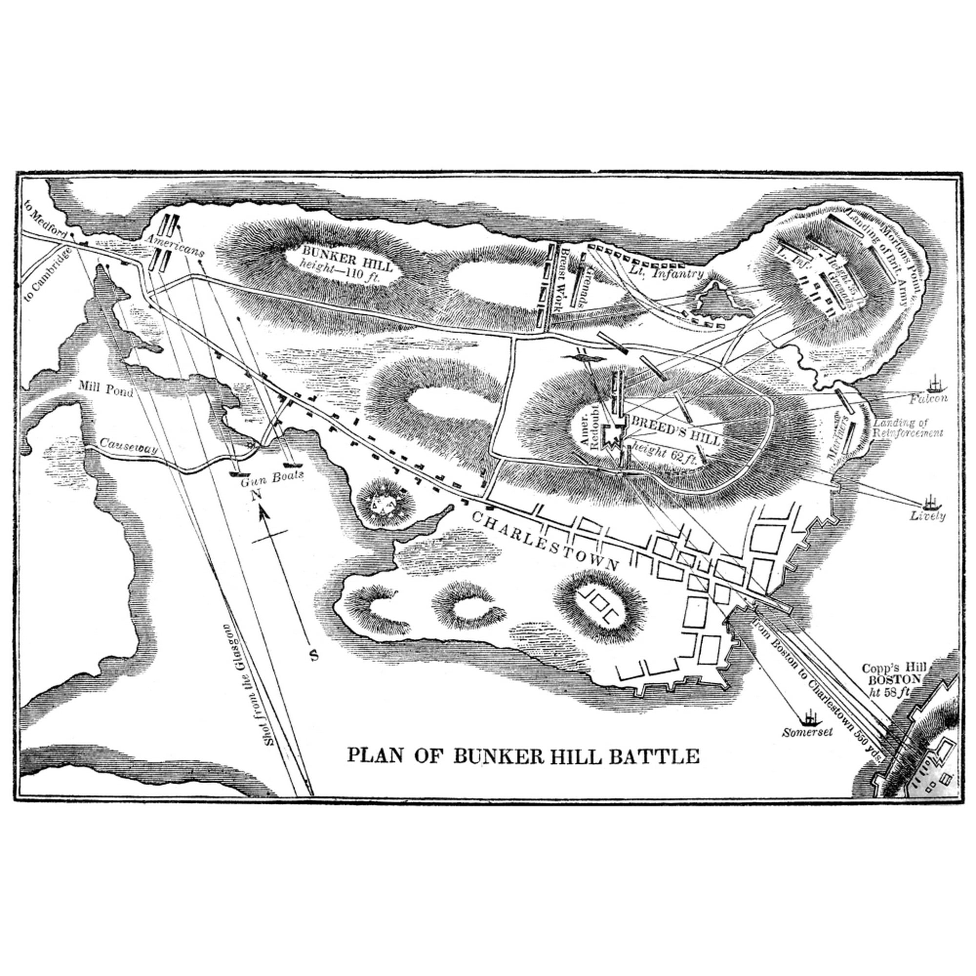 Revolutionary War Map Bunker Hill