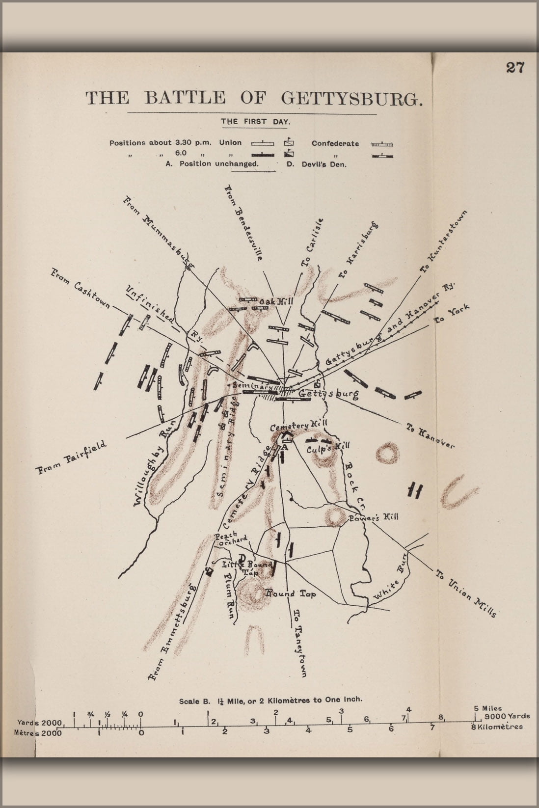24"x36" Gallery Poster, civil war map of Battle of Gettysburg, the ...