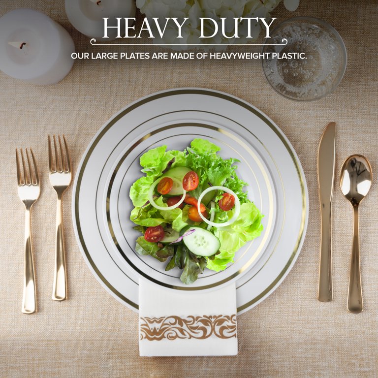 Heavyweight Plastic Wedding Plates 10.25" Plastic Dinner Plates