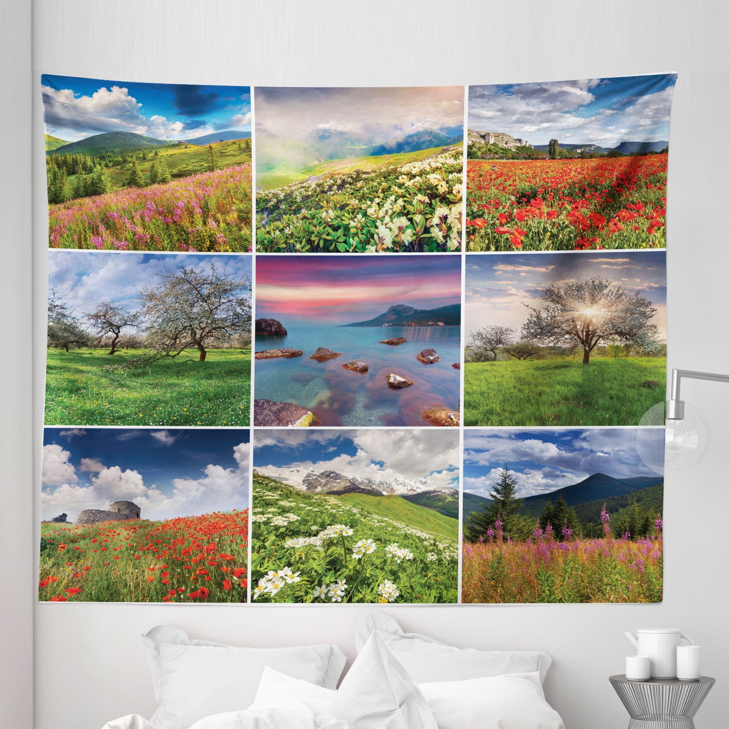 Summer Tapestry, Collage with 9 Different Square Framed Freshening ...