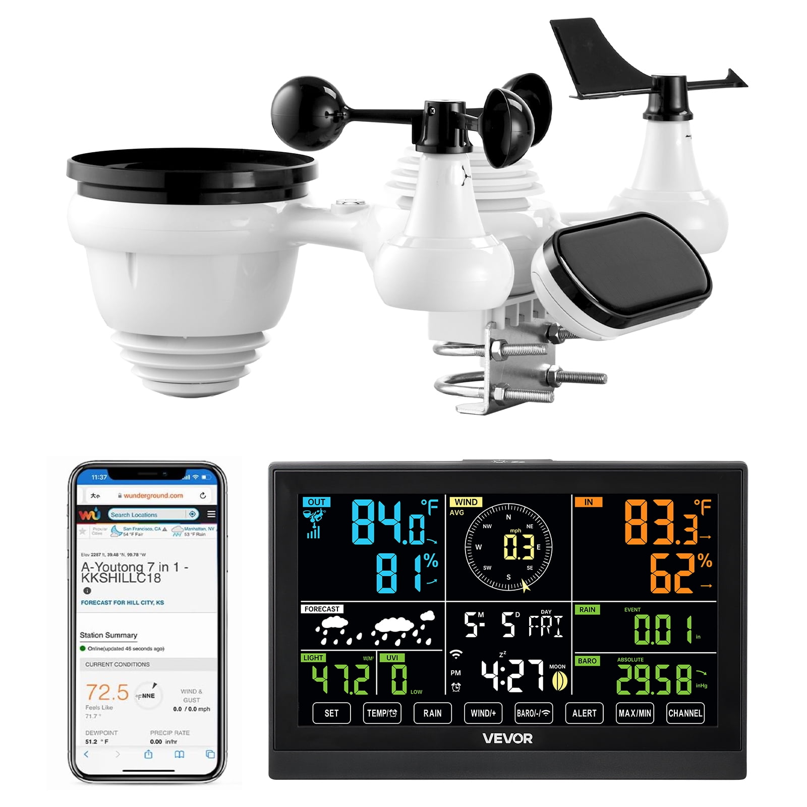 Click here for Vevor 7-In-1 Wi-Fi Weather Station  7.5-Inch Va Di... prices