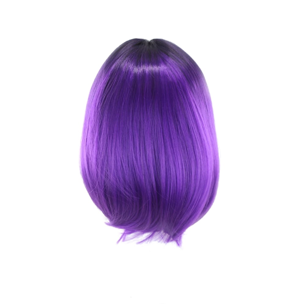 Womens Bob Wig Gradient Color Cosplay Synthetic Hair Wig Short Straight ...