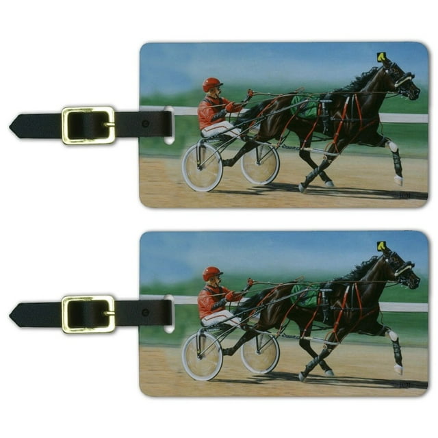 Harness Racing Horse Sulky Trotter Luggage ID Tags Suitcase Carry-On ...
