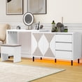 DEXTRUS Makeup Vanity Set with Drawers & Power Outlets, Rotating Vanity ...