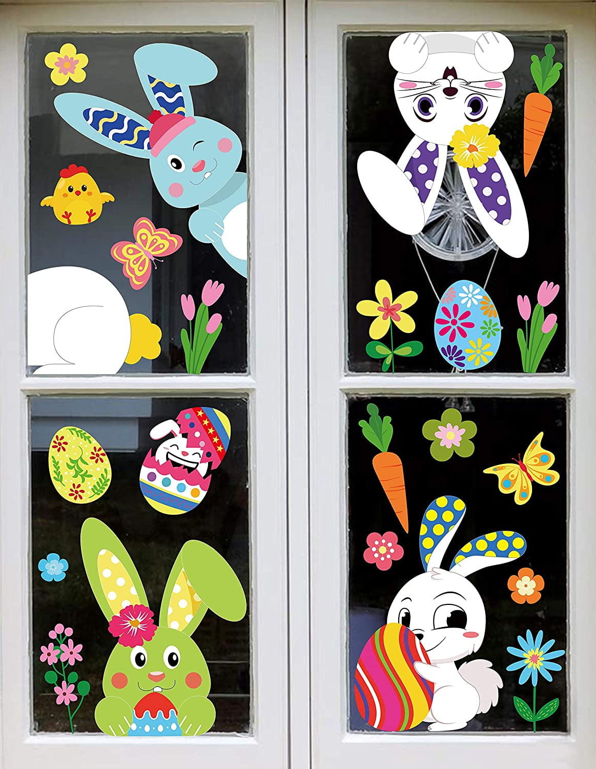 Stickers Hello Easter Bunny On A Bicycle Vinyl Static Window Clings One ...