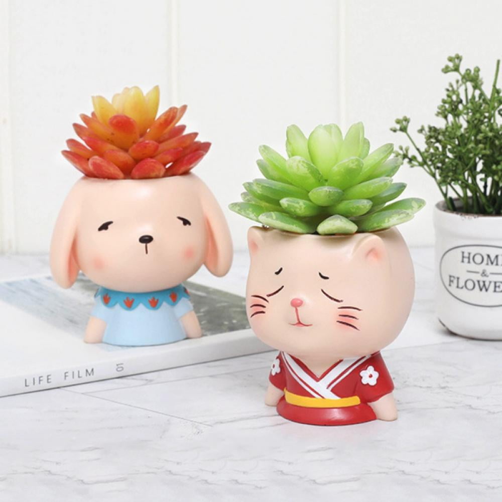 Jlong Succulent Plant Pot Cute Girl Flower Planter Flowerpot Home ...