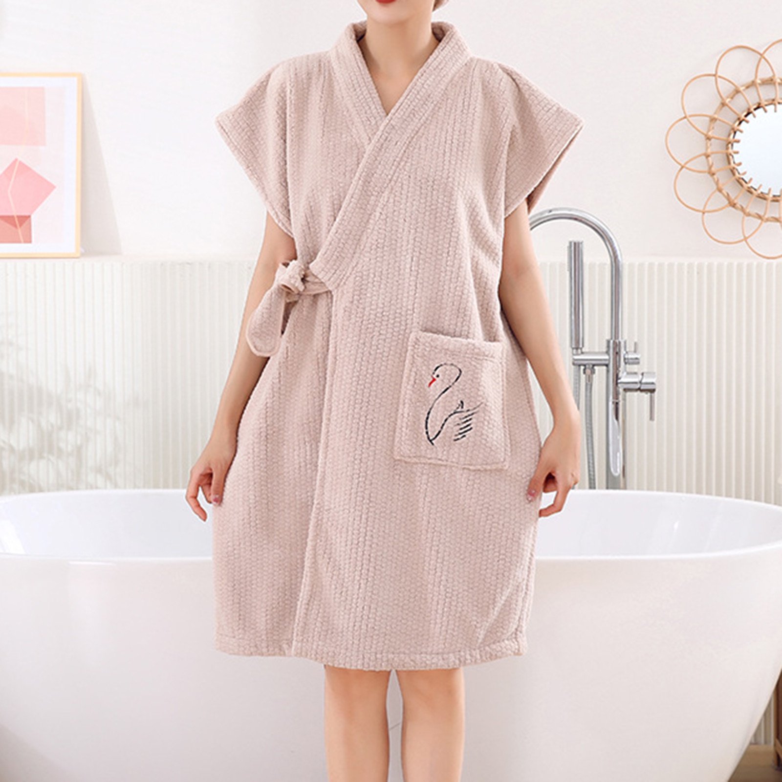 Click here for Soki Womens Robe Short Sleeve Bathrobe Soft Thicke... prices