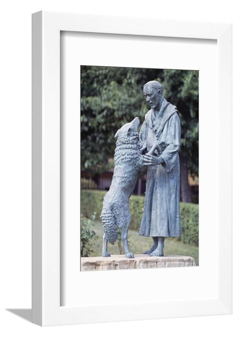 Statue of St Francis and Wolf, Gubbio, Umbria, Italy Framed Print Wall ...