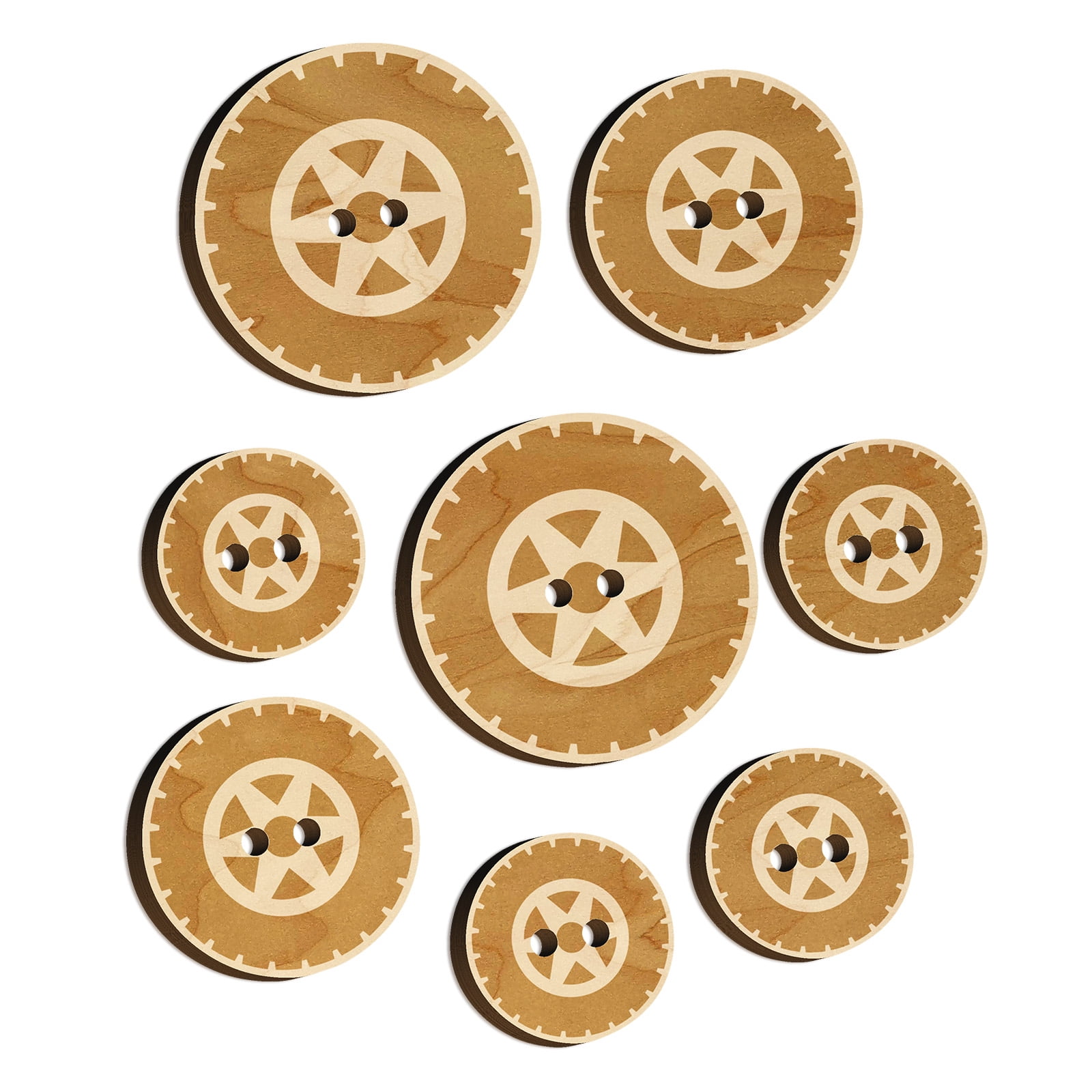 Wheel Tire Icon Wood Buttons for Crochet Knitting Sewing DIY Craft - 1. ...