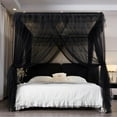 Black Canopy Bed Curtains for Girls & Adults, Queen King Canopy Drapes ...