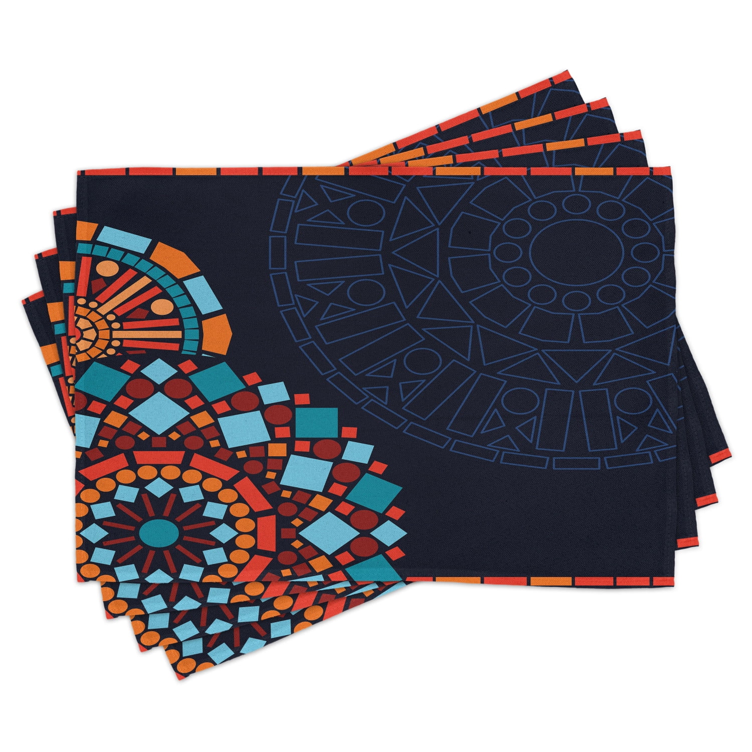 Ambesonne Dark Blue Place Mats Set of 4, Geometric Mandalas, Standard ...