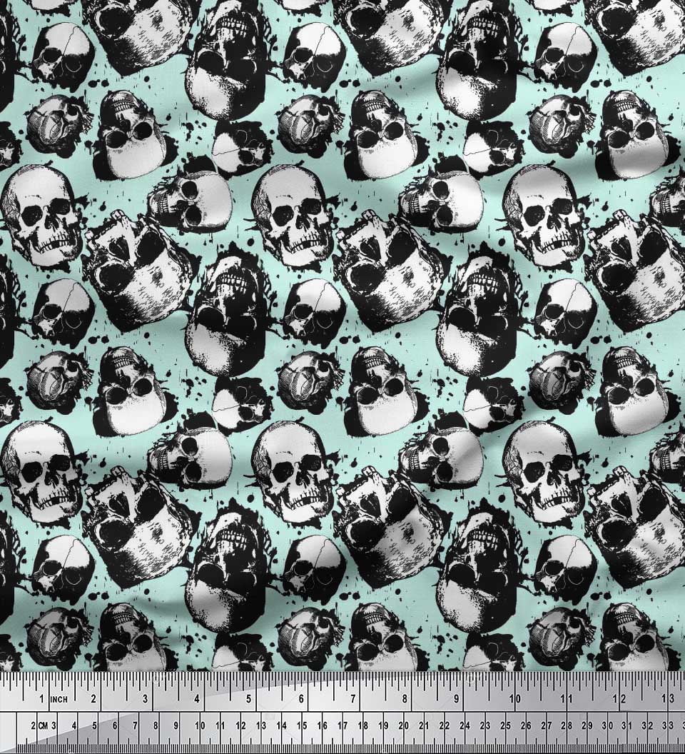 Soimoi Velvet Fabric Horror Skull Halloween Print Sewing Fabric Yard 58 ...