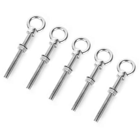 Dajave 5 Pack Threaded Eye Bolts, 38 X4 Inch Stainless Steel Heavy Duty ...