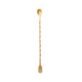 Cocktail Spoon with Fork Double Heads Stainless Steel Long Spiral ...