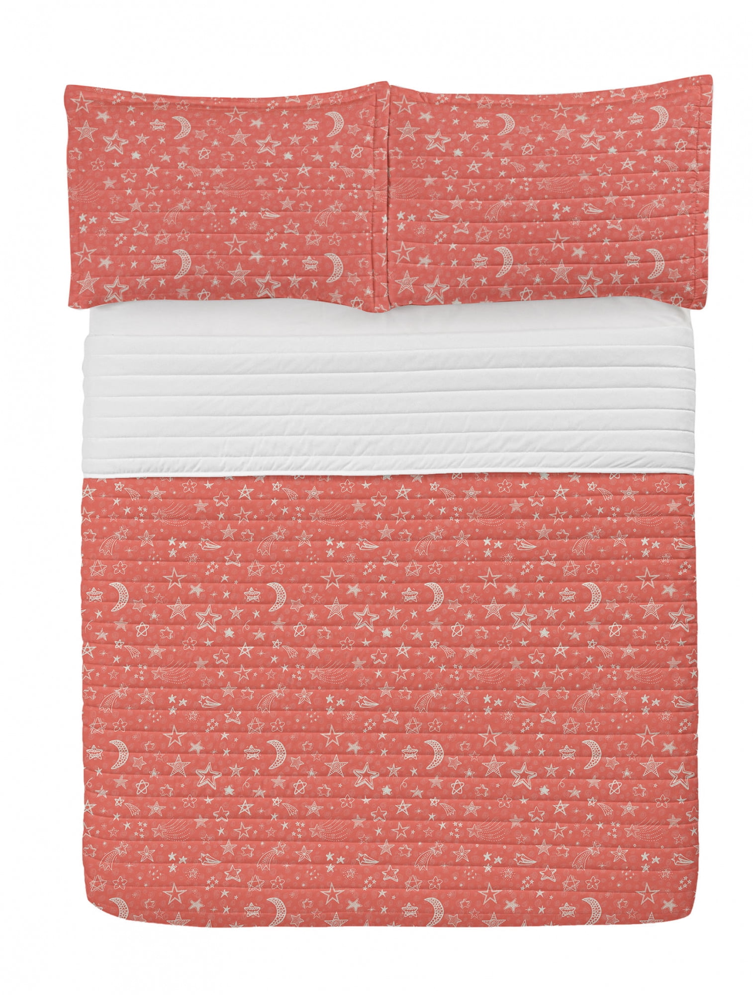 Star Microfiber Bedspread Set, Moon and Stars Theme Pattern Starry ...