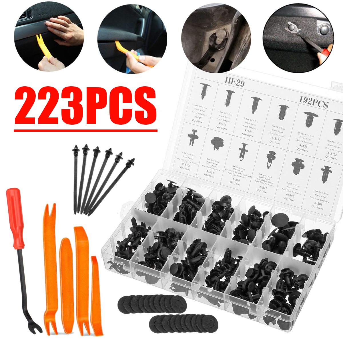 223 Pcs Bumper Car Retainer Clip & Plastic Fasteners Kit with Plastic ...