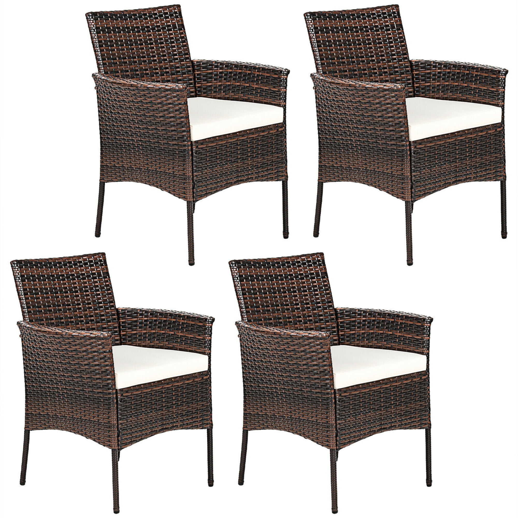 Click here for Gymax Patio 4pcs Rattan Arm Dining Chair Cushioned... prices