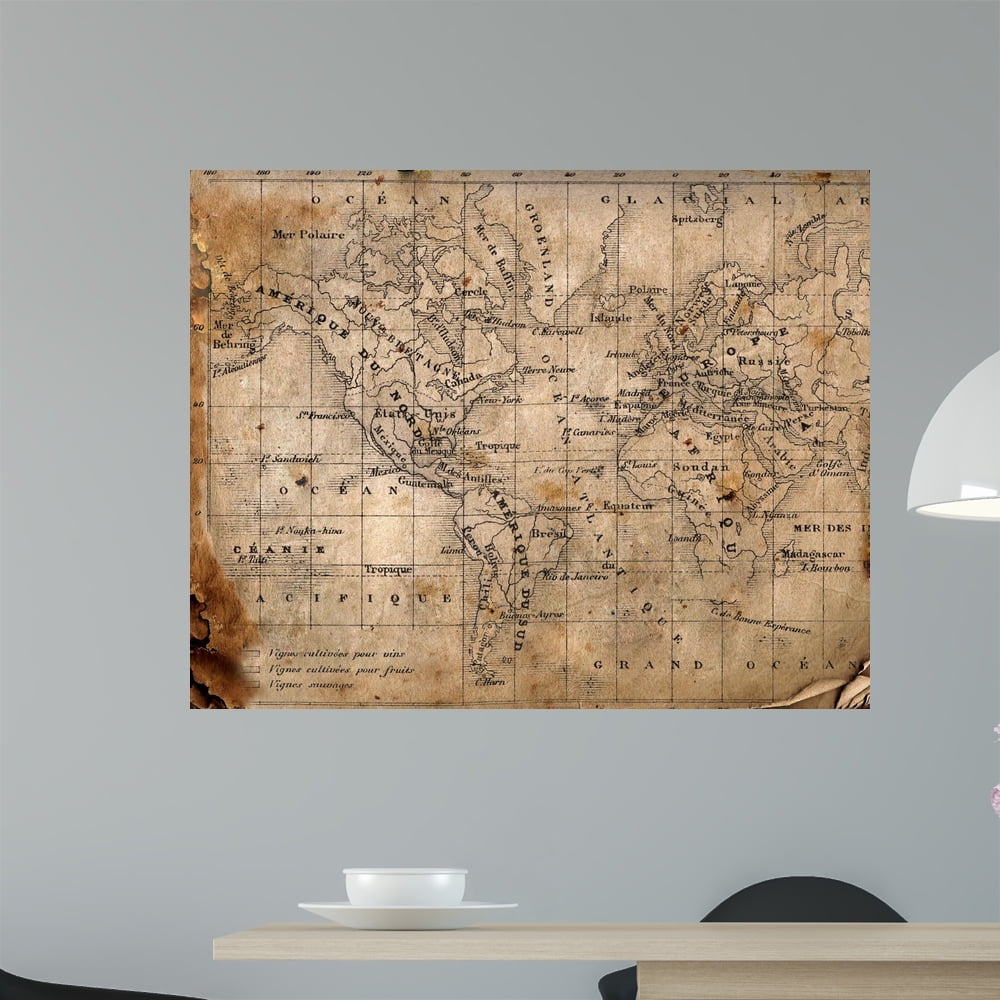 Ancient Map World Wall Mural by Wallmonkeys Peel and Stick Graphic (36 ...