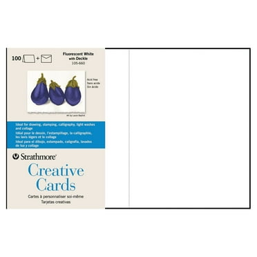 Strathmore Creative Cards, Full Size, Fluorescent White with Deckle, 50 ...