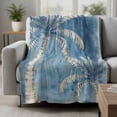 Blue Palm Tree Fleece Throw Blanket Lightweight Tropical Plant Summer ...