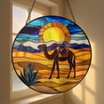 Camel at Sunset Stained Glass Suncatcher Window Hanging, Desert Dunes ...