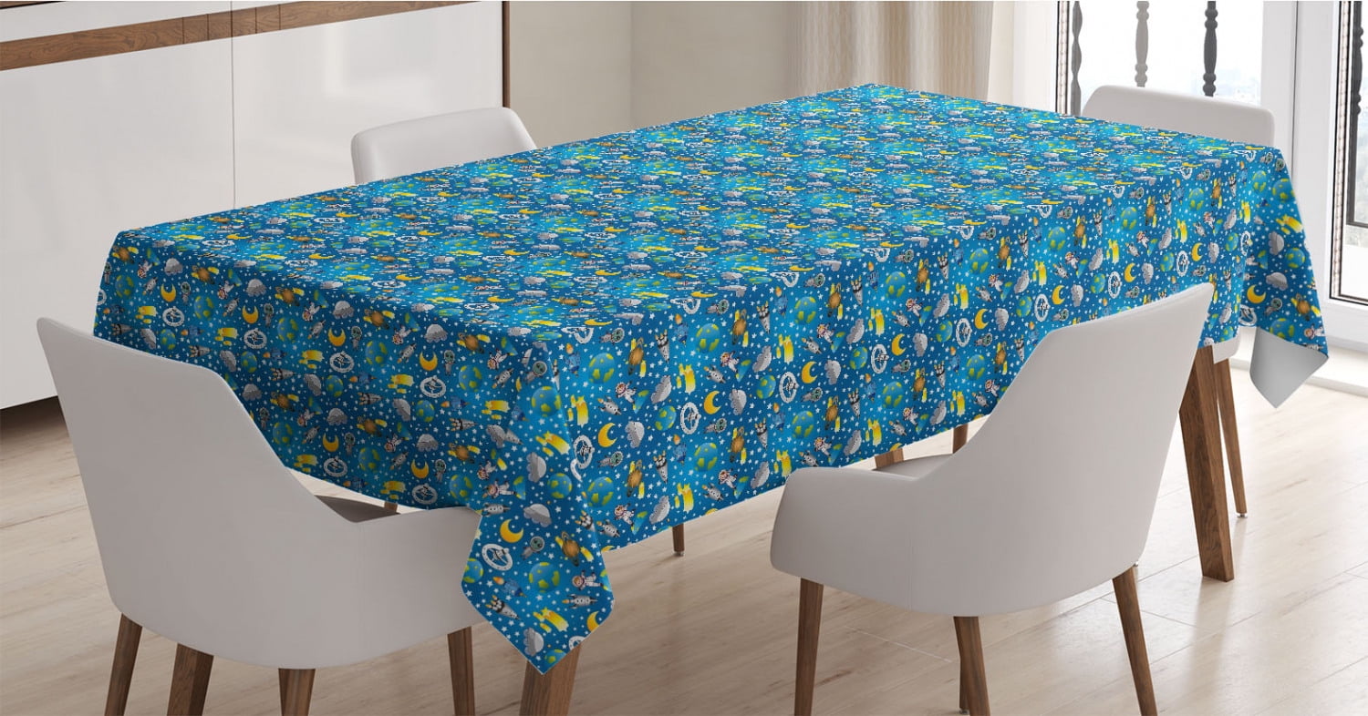 Space Tablecloth, Alien and Human Astronaut Space with Shooting Stars ...