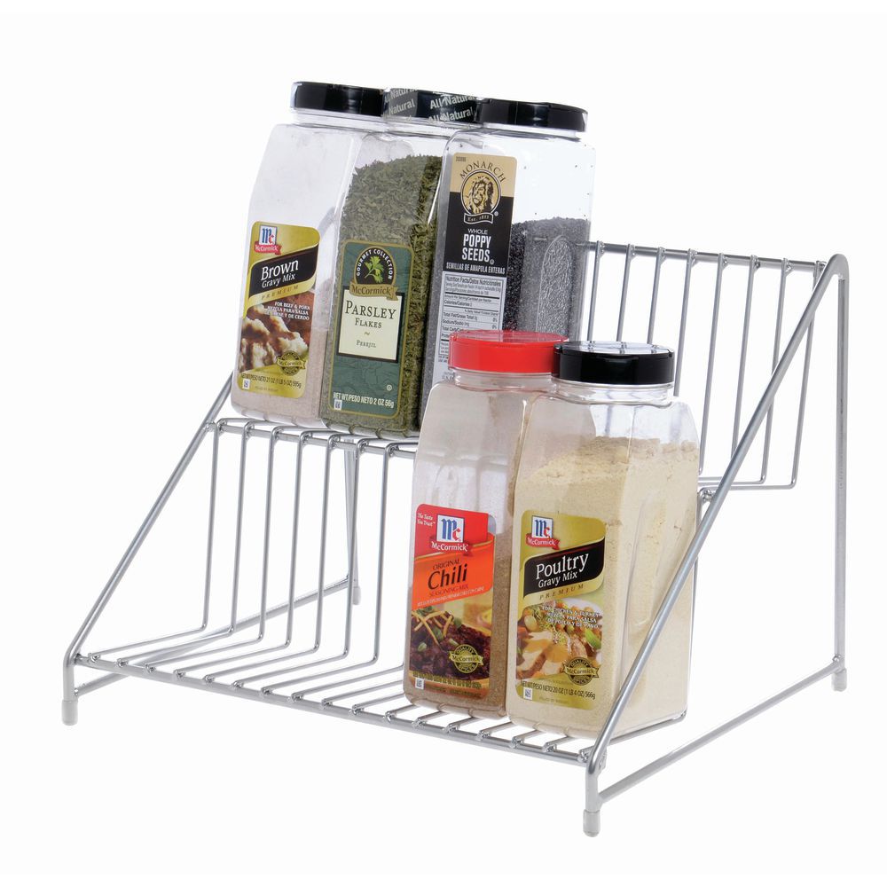 Hubert Silver Steel 2-Tier Commercial Countertop Spice Rack - 14 1/4"L ...