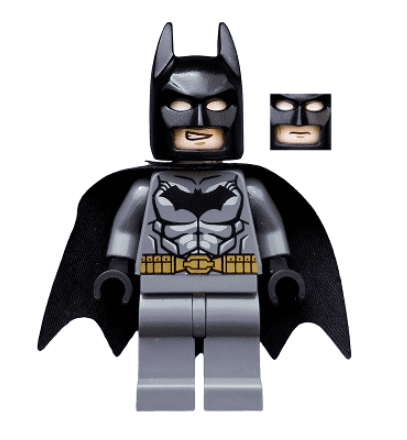 LEGO Batman Minifigure - Dark Bluish Gray Suit, Gold Belt, Black Hands ...