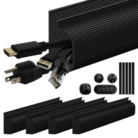 ZhiYo J Channel Cable Raceway - 63â€ Desk Cord Organizer - 4Pack Under ...