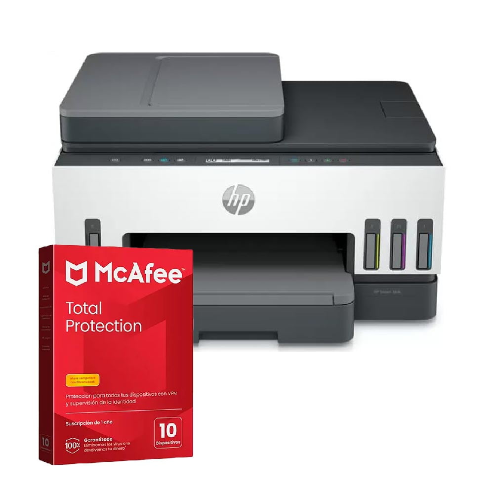 MULTIFUNCIONAL HP 750 SMART TANK COLOR Y ANTIVIRUS MCAFEE LICENCIA DIGITAL | Walmart en línea