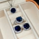 Anillos clásicos para mujer, anillos de dedo de circón azul cuadrado de ...