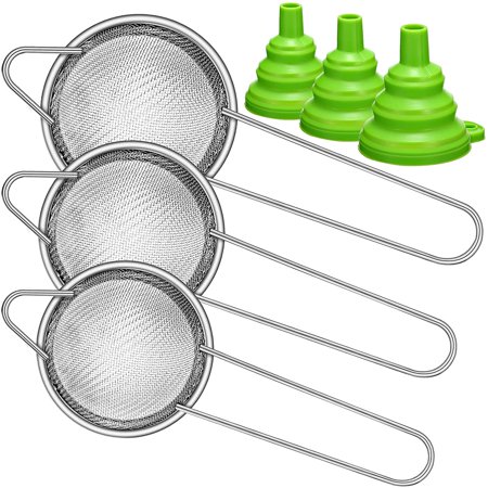 3 Pieces Stainless Steel Strainer Colanders Fine Mesh Strainer Fine ...