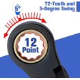 FJSHN-10mm Stubby Flex-Head Ratcheting Combination Wrench - 72 Tooth ...