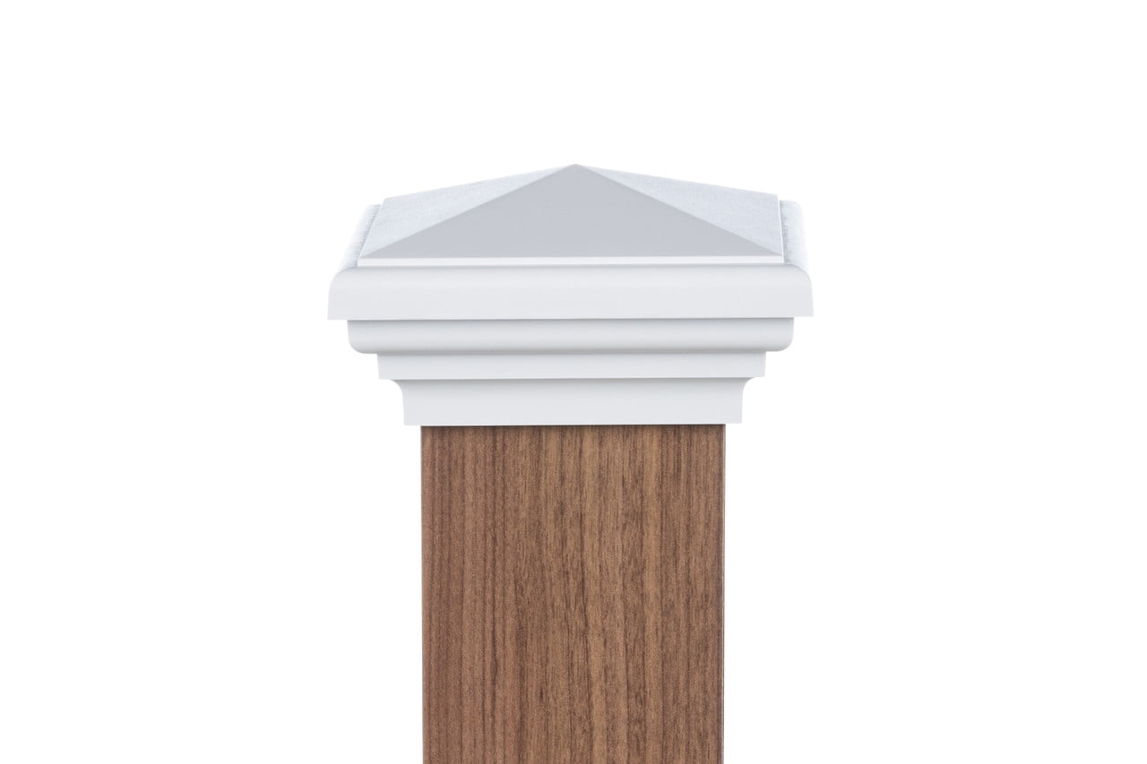 4x4 Post Cap (3.5") White New England Pyramid Style Square Top for ...