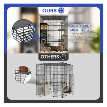 Dextrus Outdoor Play Large 5-Tier Metal Cat Cage, DIY Catio with Cube ...