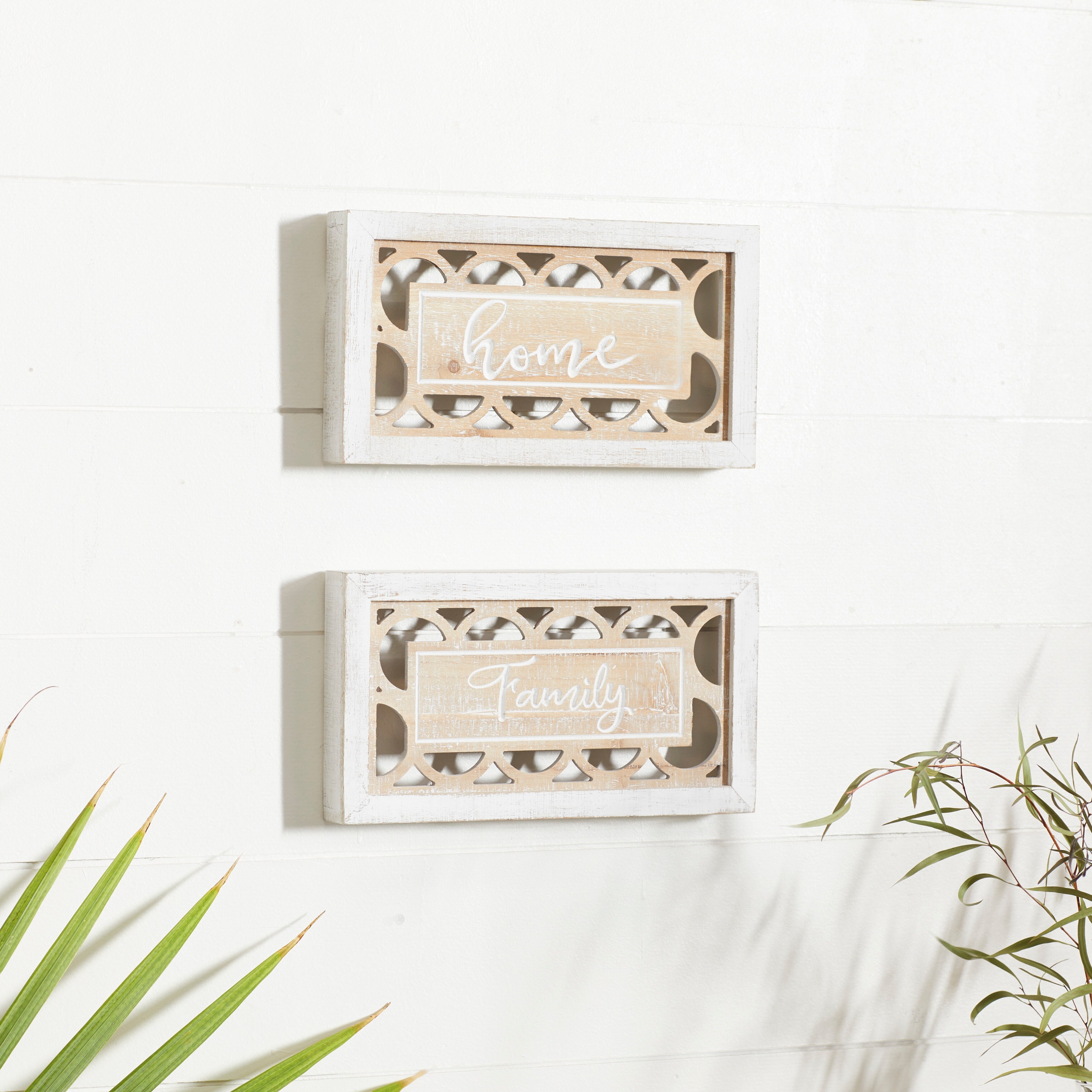 Studio 350 Beige Wood Farmhouse Wall Decor Text (Set of 2) - Walmart.com