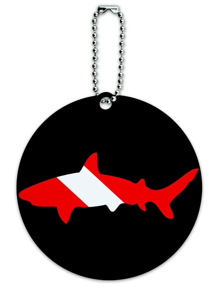 Graphics and More Shark Scuba Symbol on Black Diver Dive Round ID Card ...