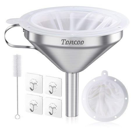 5-Inch Premium Stainless Steel Funnel with 200 Mesh Food Filter ...