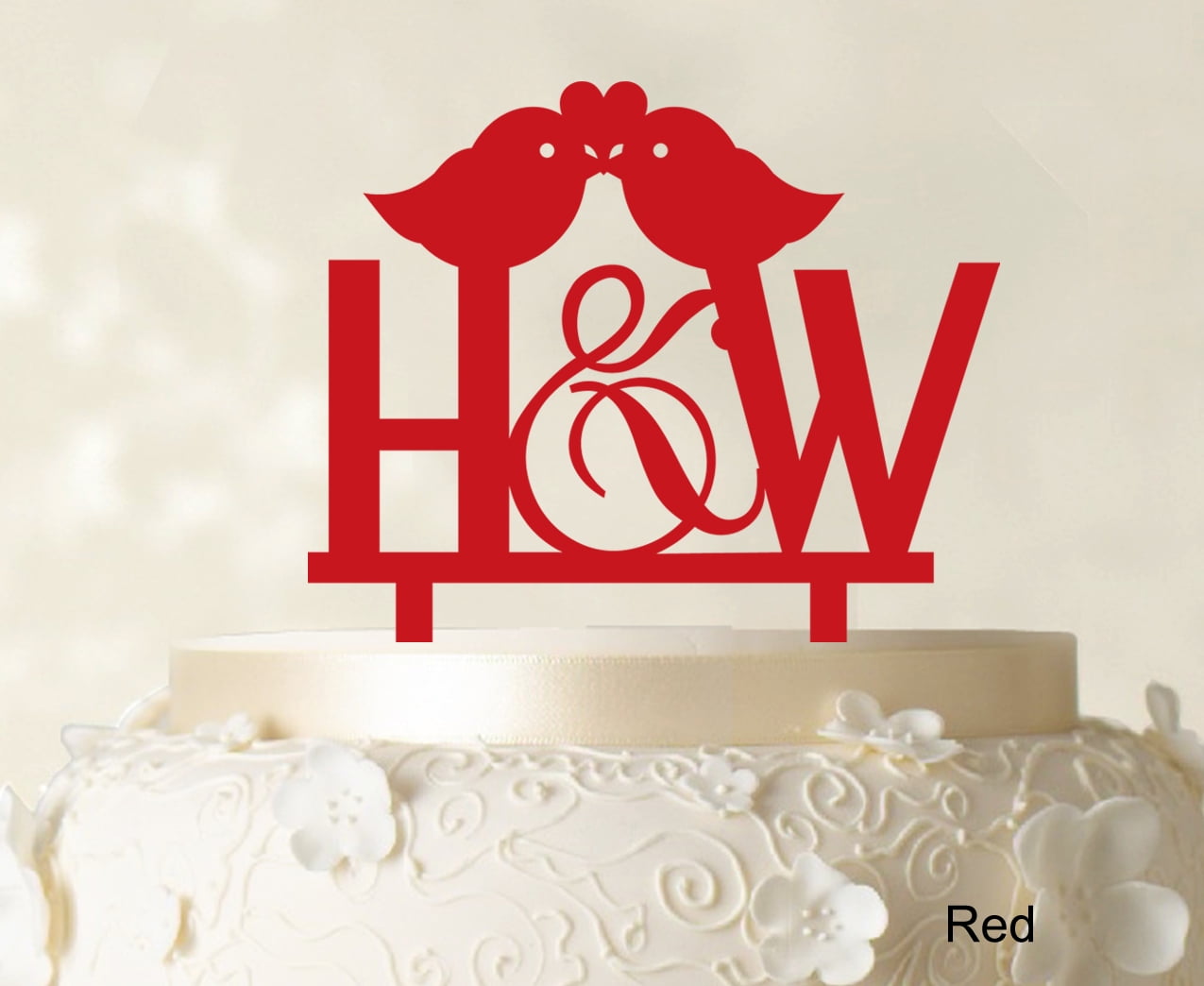 "Initial Wedding Cake Topper Custom Red Cake Topper Color Option ...