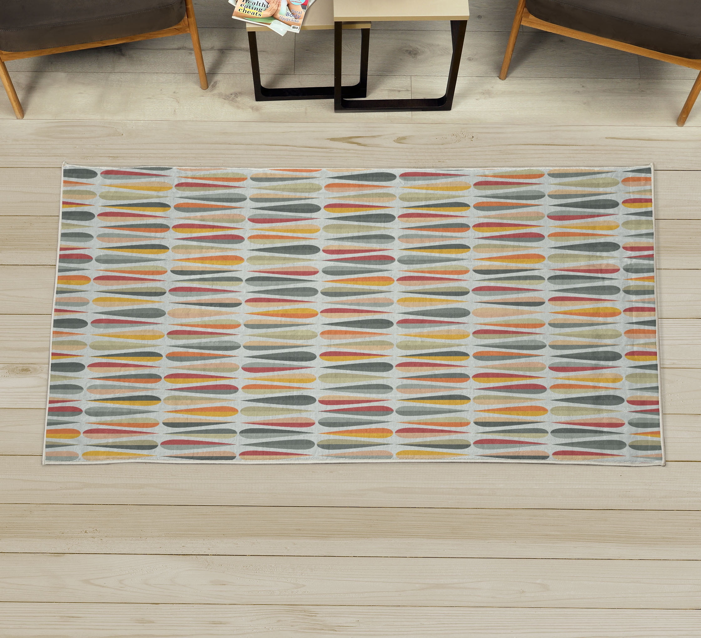 Retro Decorative Rug, Sixties and Seventies Style Geometric Round ...