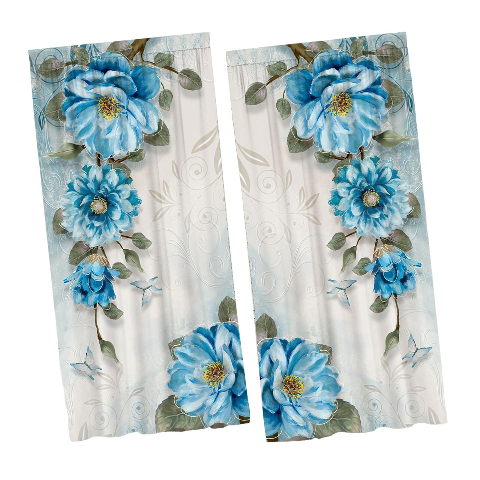Pair of Curtains Panels Window Polyester Quick Drying Treatment Sets ...