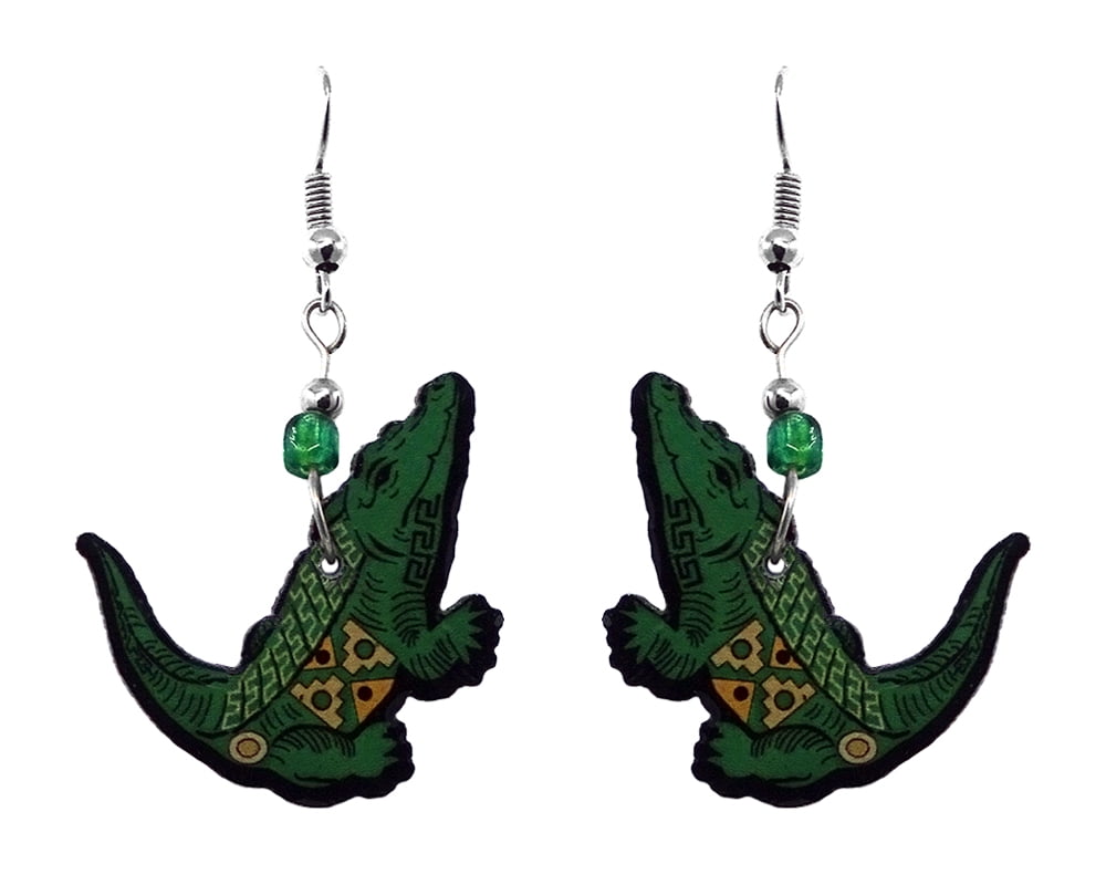 Alligator Animal Graphic Dangle Earrings - Womens Fashion Handmade ...