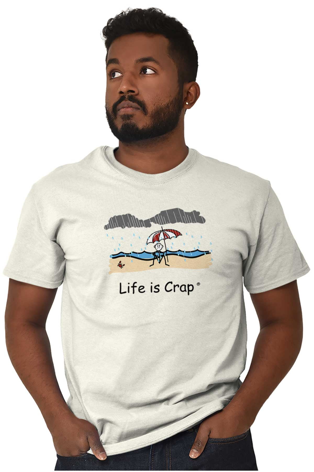 Life Is Crap Short Sleeve T-Shirt Tees Tshirts Life is Crap Rainy Beach ...