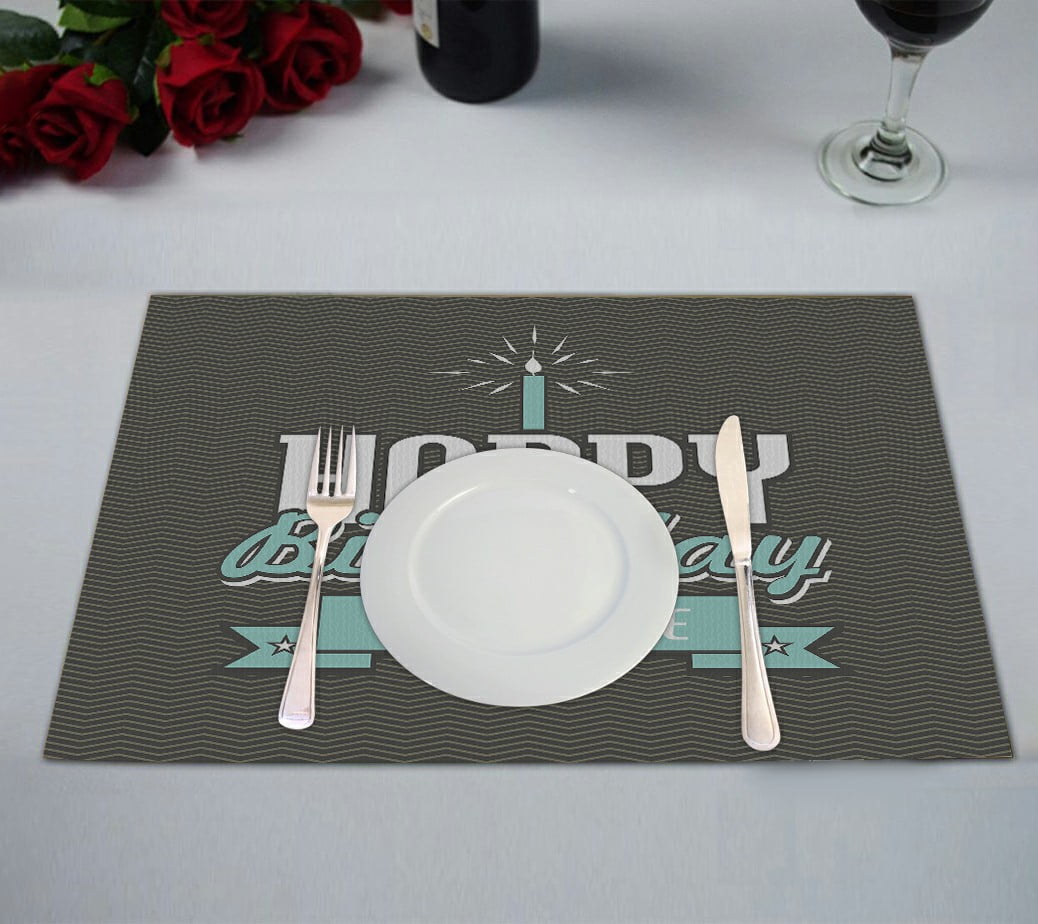 ABPHQTO Happy Birthday Table Placemat Food Mat 12x18 Inch,Pack of 2 ...