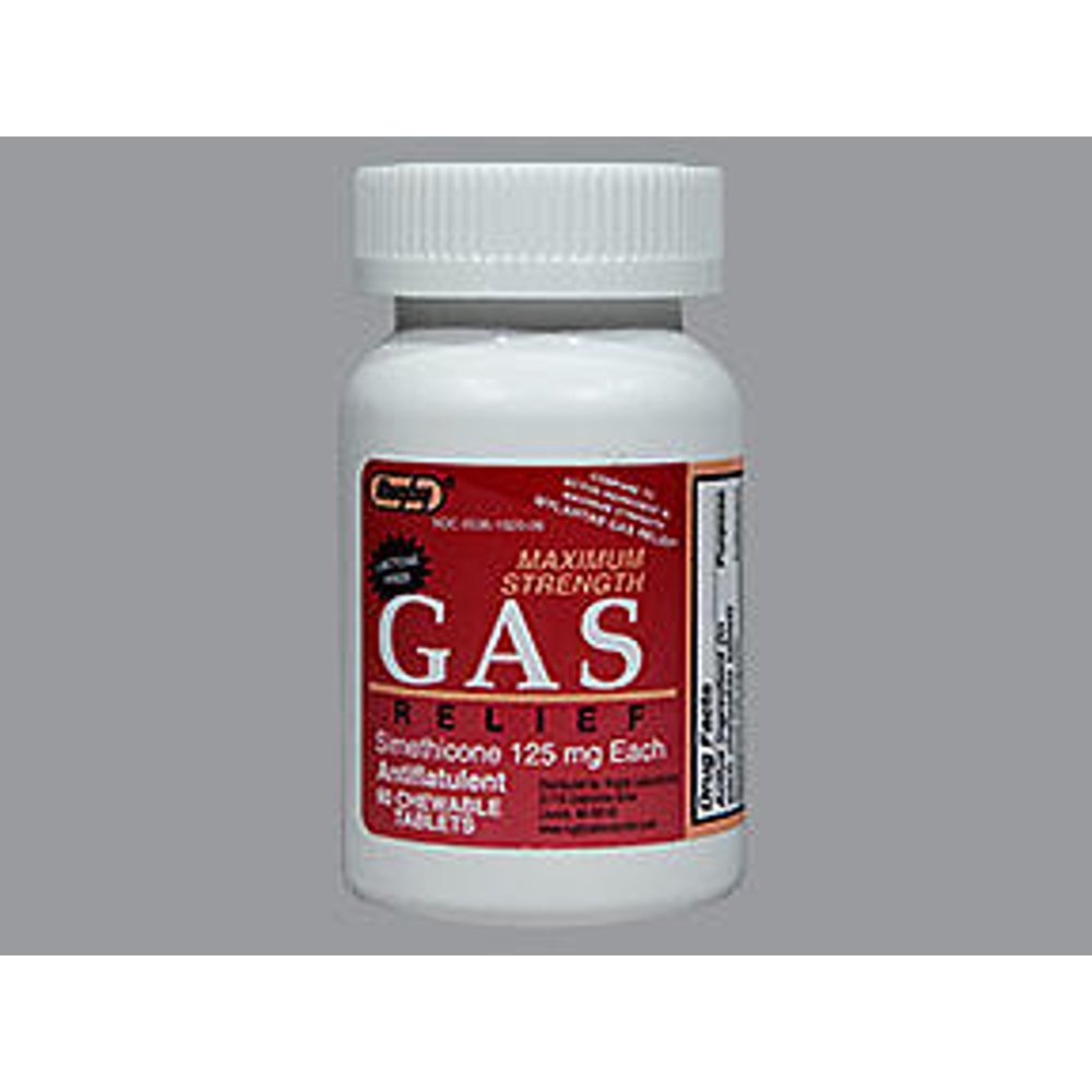 Rugby Gas Relief Chewable Tablets, 125 mg, 60 Count - Walmart.com ...