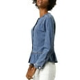 INSPIRE CHIC Women's Denim Jacket Button Down Peplum Hem Long Sleeve Cropped Washed Jean Jacket ...