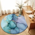 Abstract Teal Area Rug, Purple Ombre Marble Cracks Crystal Modern Non ...