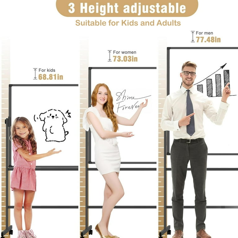 VIZ-PRO Rolling Presentation Board VIZ-PRO Double-Sided Magnetic Mobile ...