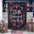 4th of July America Anniversary Shower Curtain for Bathroom, Blue Red ...
