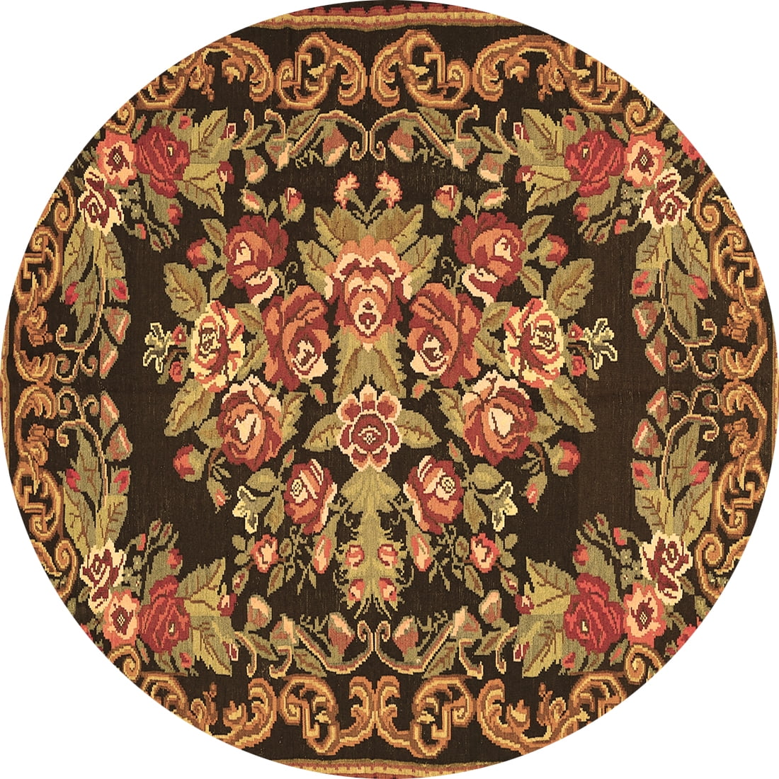 Ahgly Company Indoor Round Medallion Brown French Area Rugs, 8' Round ...